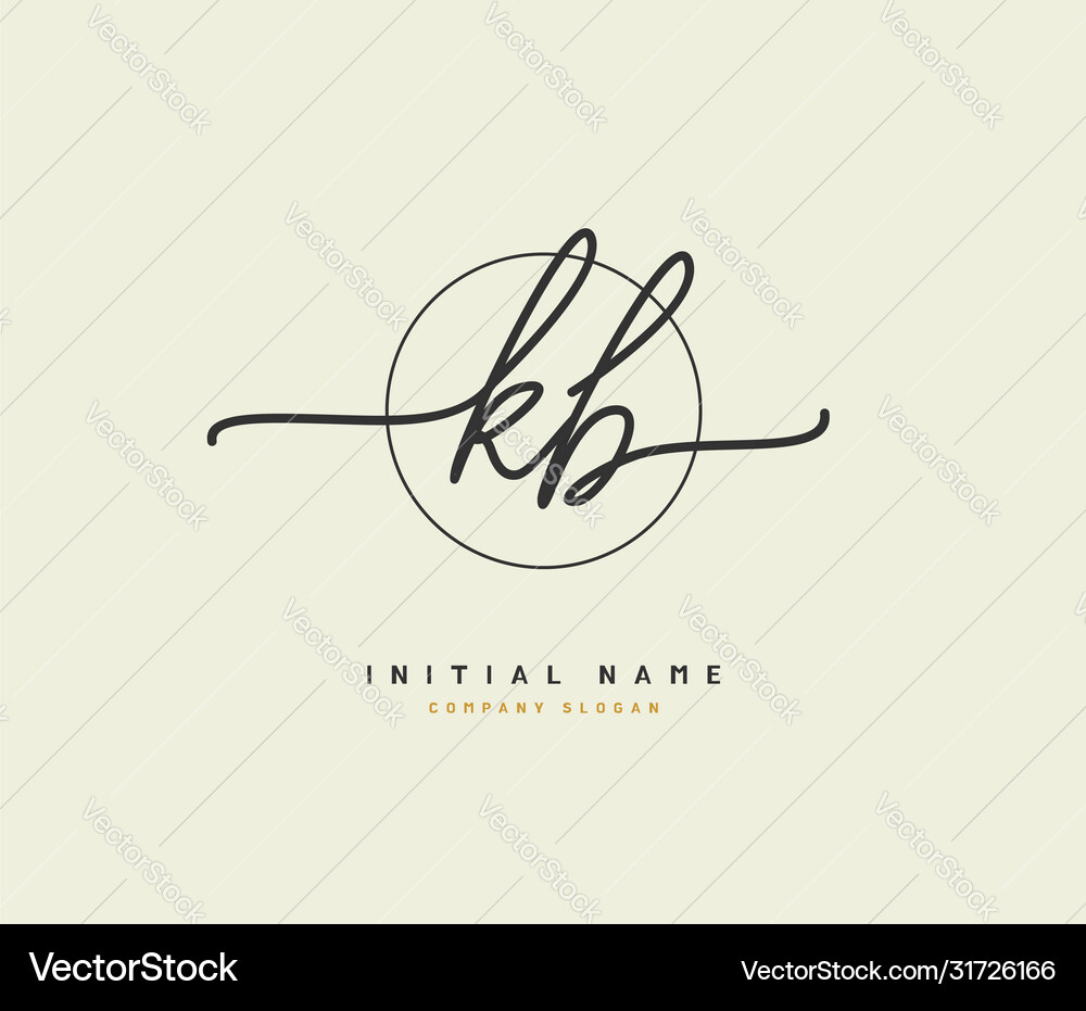 K b kb beauty initial logo handwriting logo Vector Image