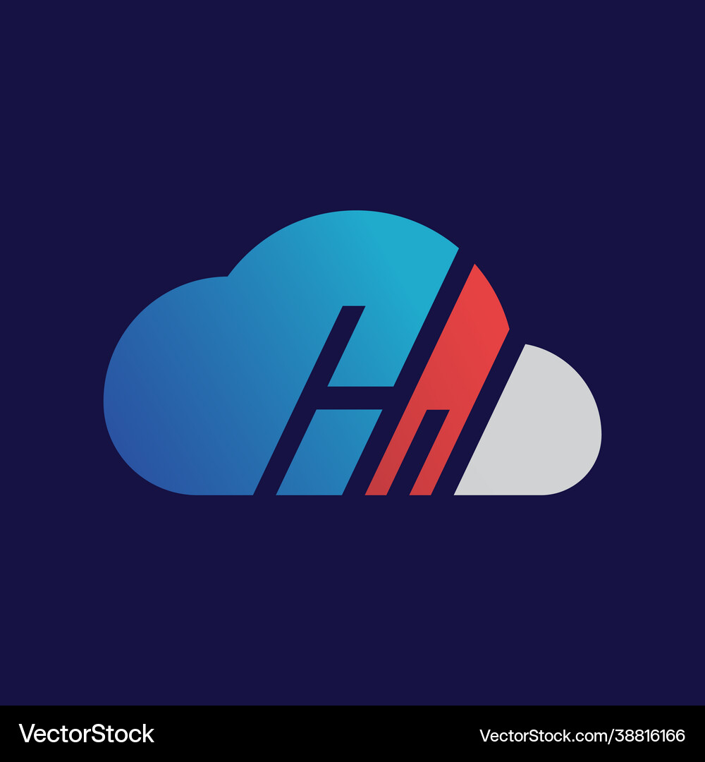 Logo or icon cloud with hw letter on dark Vector Image