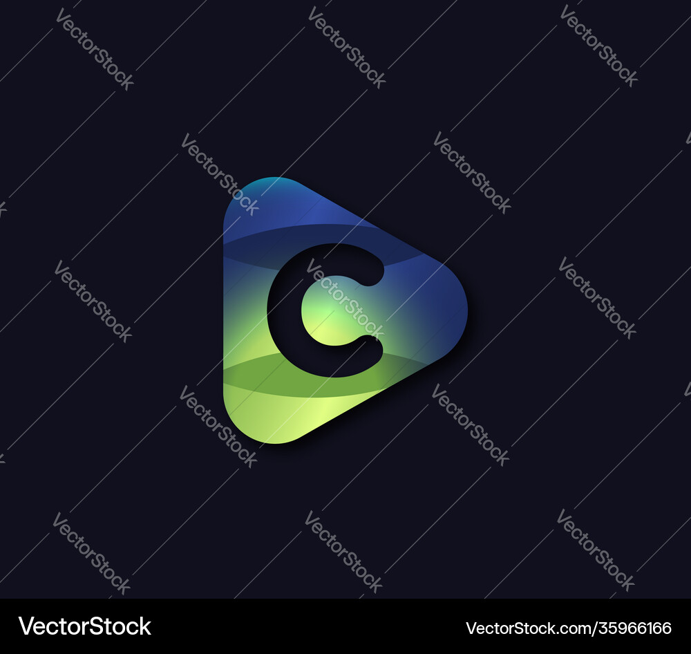 Media play c letter entertainment concept Vector Image