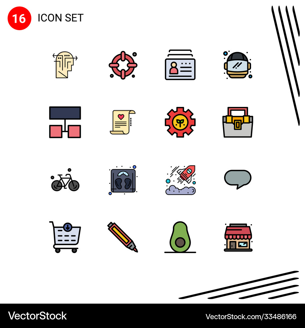 Pack 16 modern flat color filled lines signs Vector Image