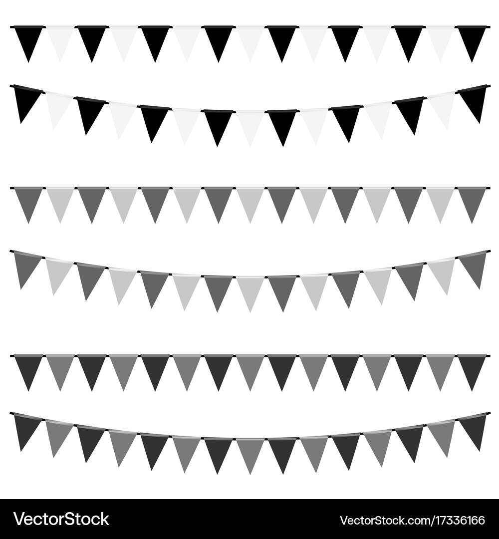 Party flags set in black and white color Vector Image