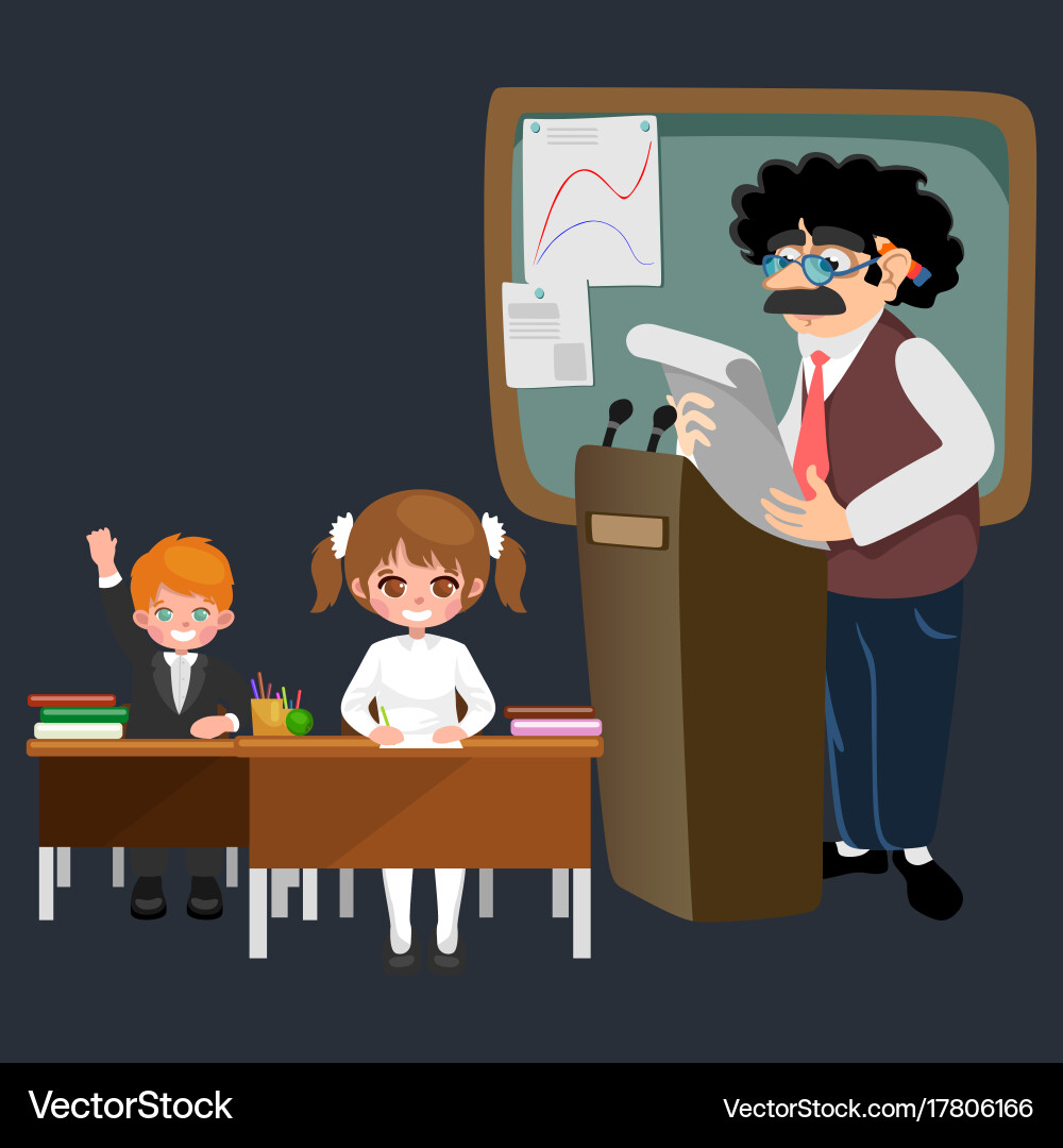 Professor and student girl boy Royalty Free Vector Image