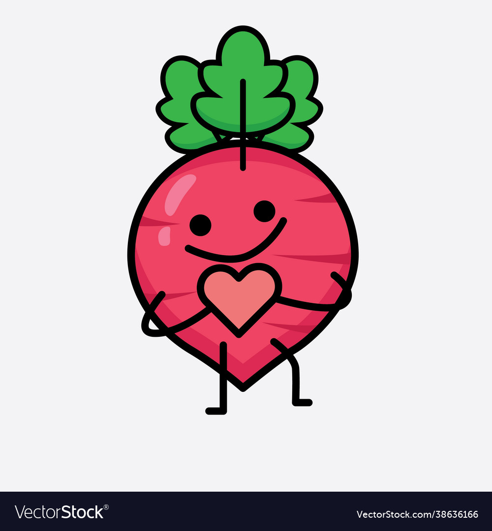 Red radish character with cute face and simple Vector Image