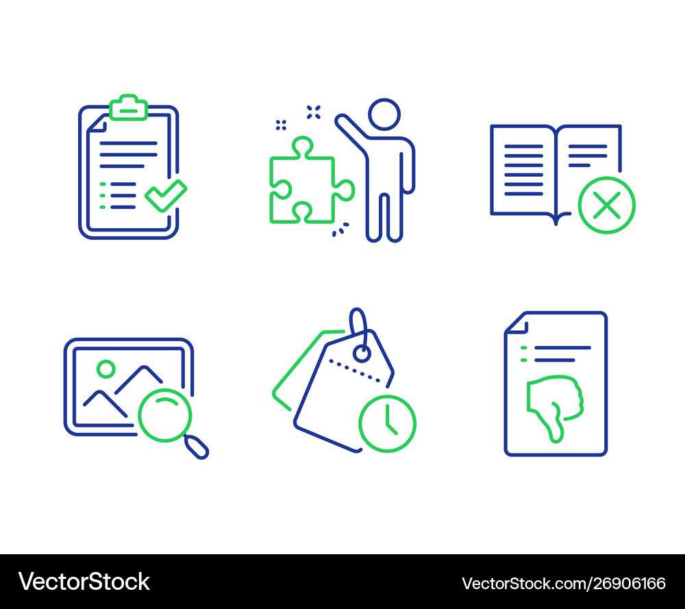 Reject book approved checklist and strategy icons Vector Image