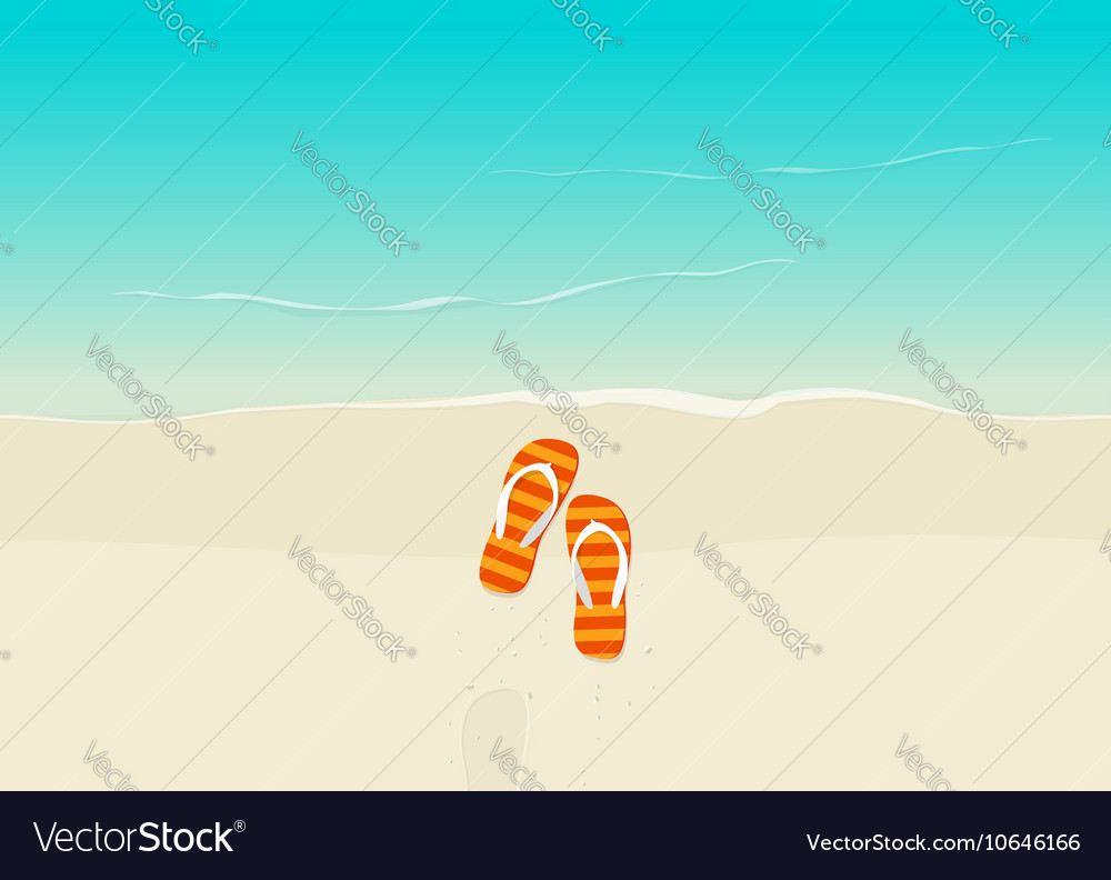 Sand beach with flip flops Royalty Free Vector Image