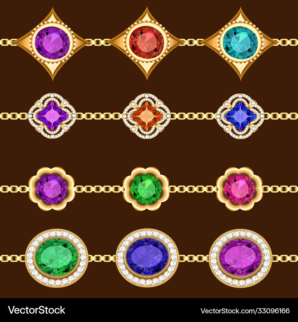 Seamless pattern gold jewelry pendants beads Vector Image