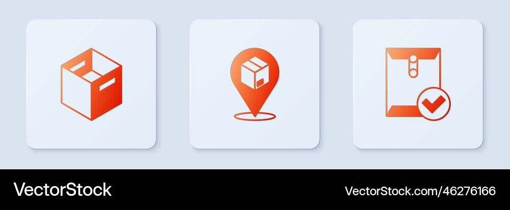 Set location with cardboard box carton Royalty Free Vector