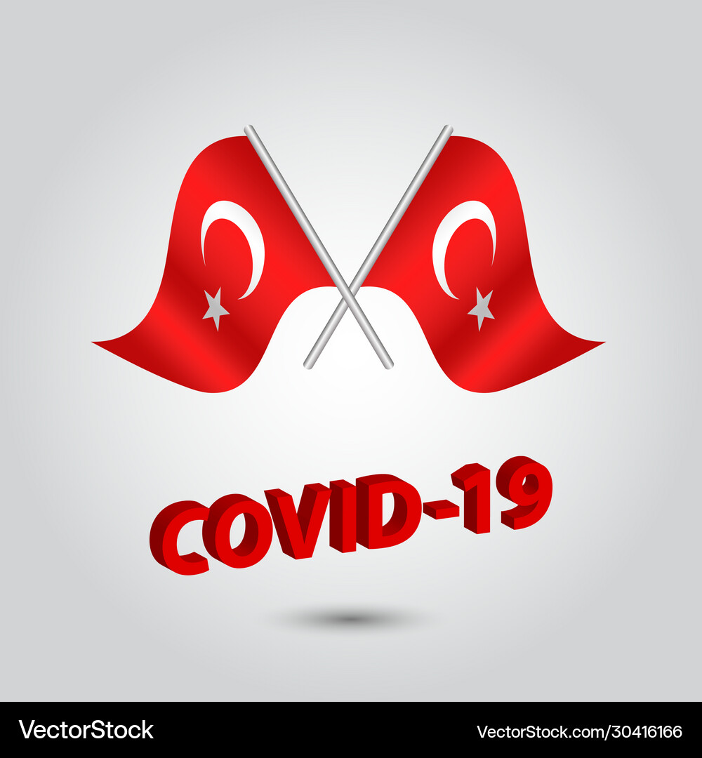 Set two waving crossed flags turkey Royalty Free Vector