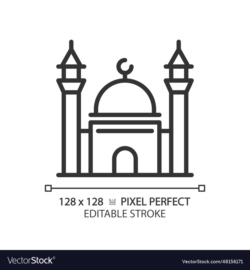 2d editable thin line mosque icon Royalty Free Vector Image