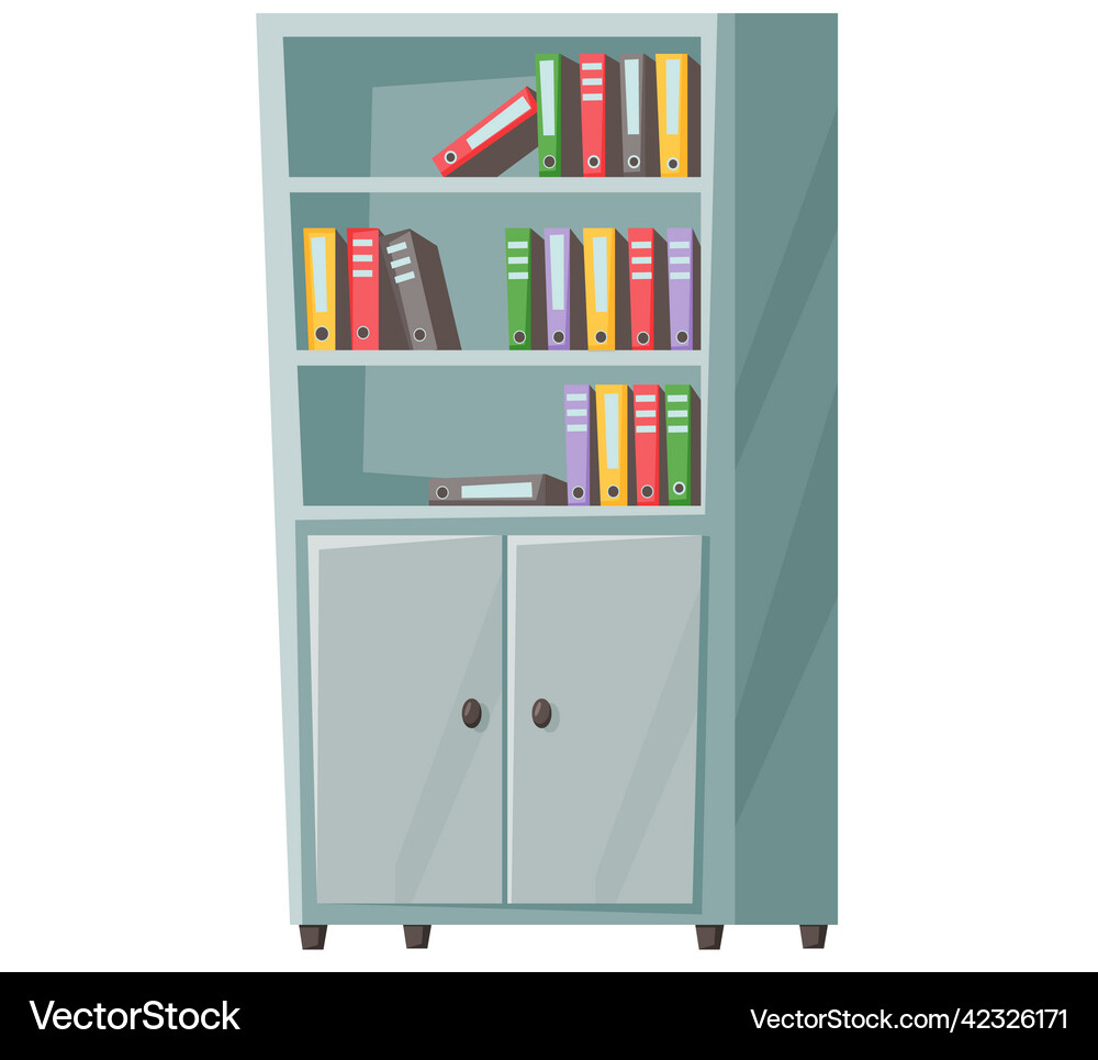 Books on bookcase stand isolated on white Vector Image