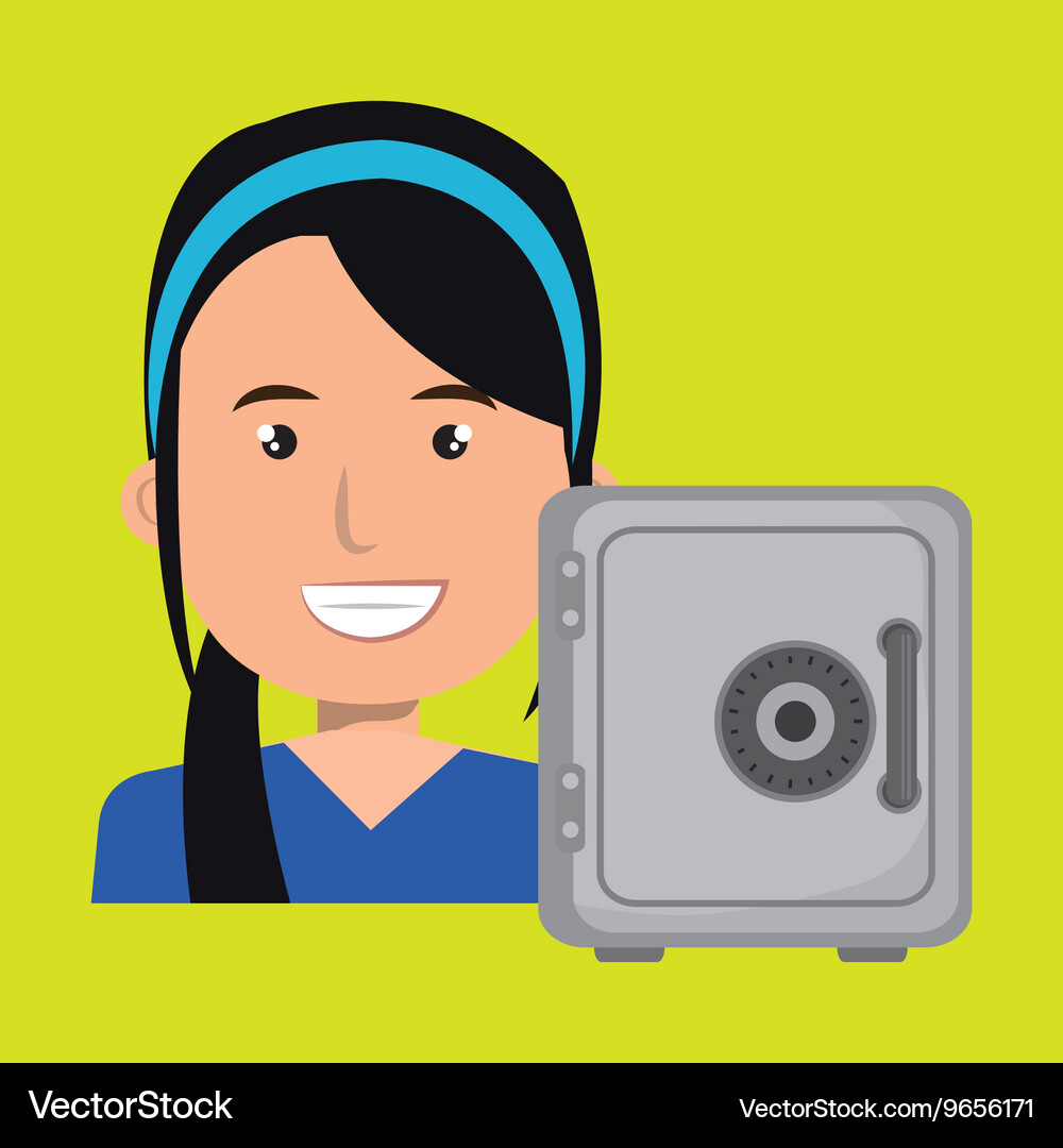 Business person with safe isolated icon design Vector Image