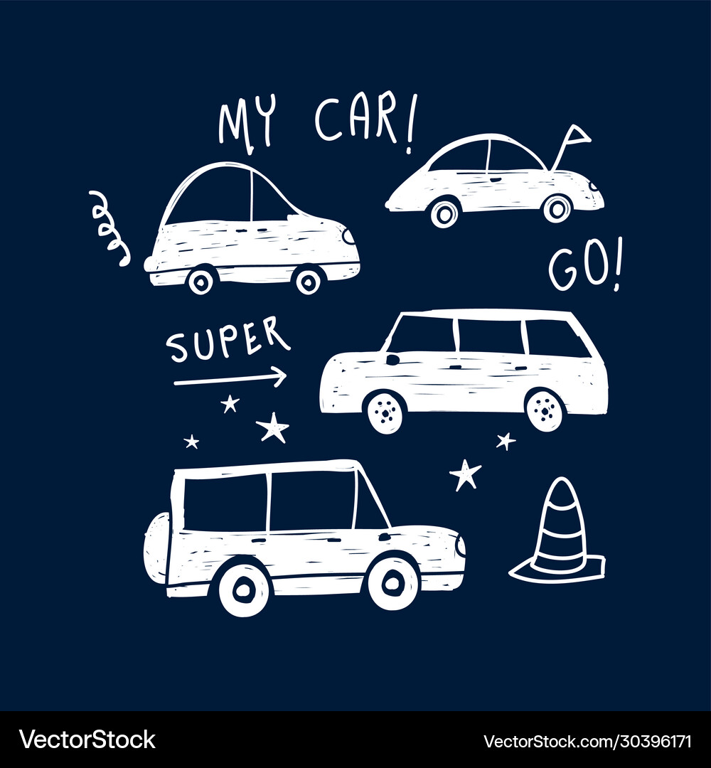 Cars for print design Royalty Free Vector Image