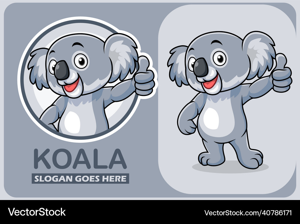 Cute koala cartoon template design Royalty Free Vector Image
