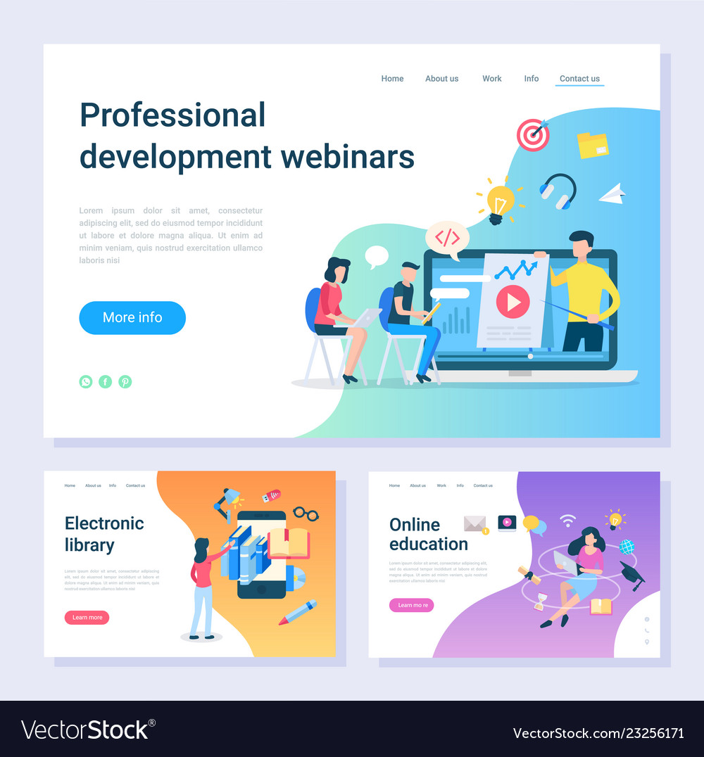 Development webinar electronic library web pages Vector Image