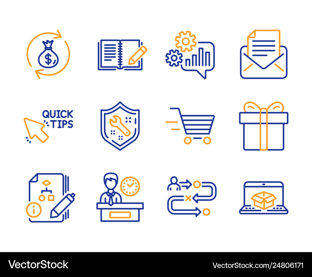 Feedback journey path and delivery shopping icons Vector Image