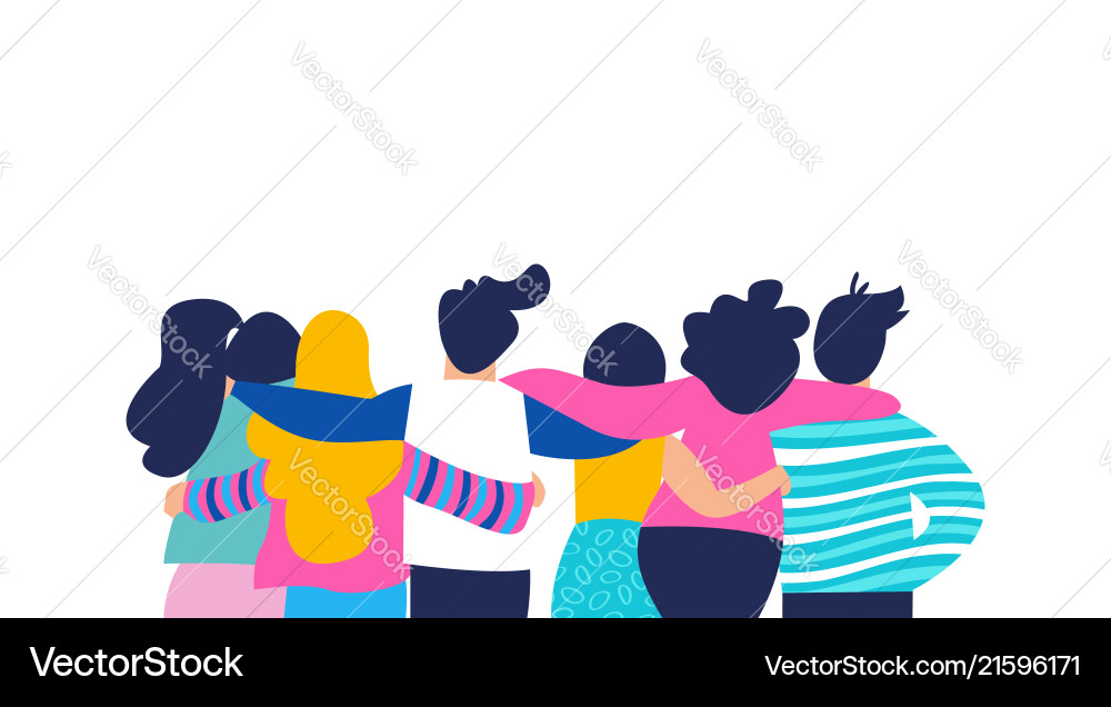 Friend group hug diverse people isolated Vector Image