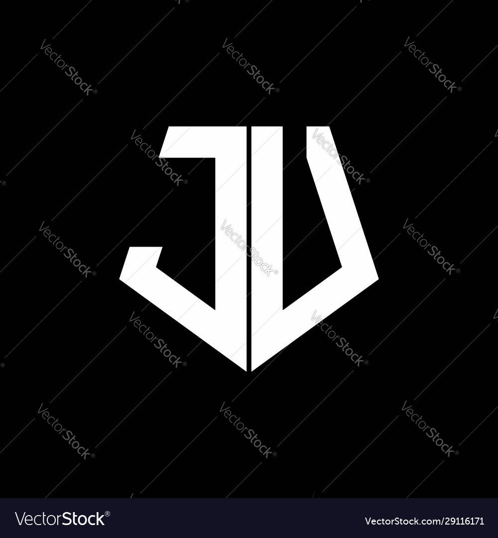 Ju logo monogram with pentagon shape style design Vector Image