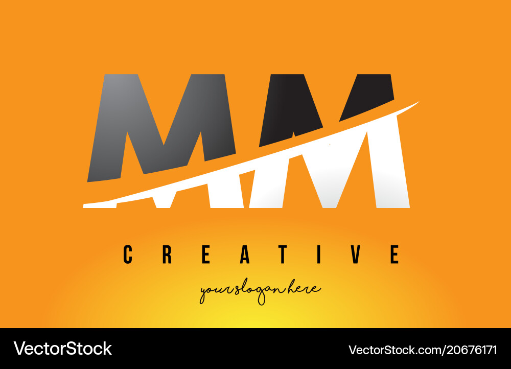 Mm m m letter modern logo design with yellow Vector Image