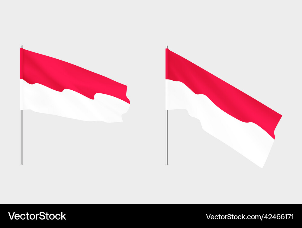 Monaco flags set of national realistic Royalty Free Vector