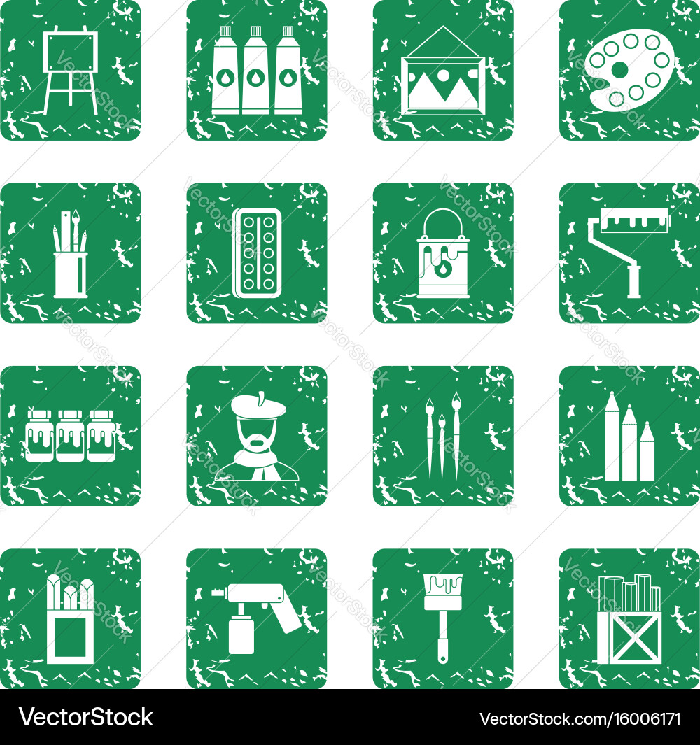 Painting icons set grunge Royalty Free Vector Image