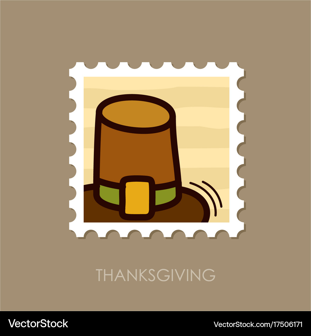 Pilgrim hat stamp harvest thanksgiving Royalty Free Vector