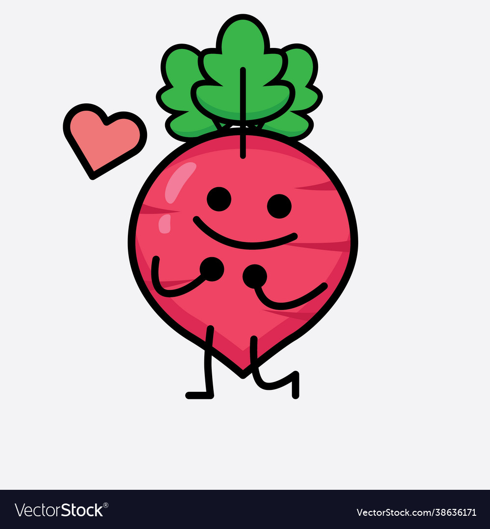Red radish character with cute face and simple Vector Image