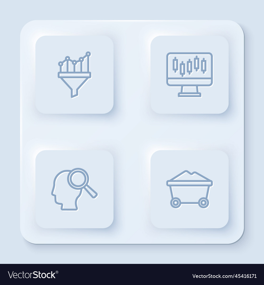 Set line sales funnel with chart stocks market Vector Image Set line sales funnel with chart stocks market Vector Image