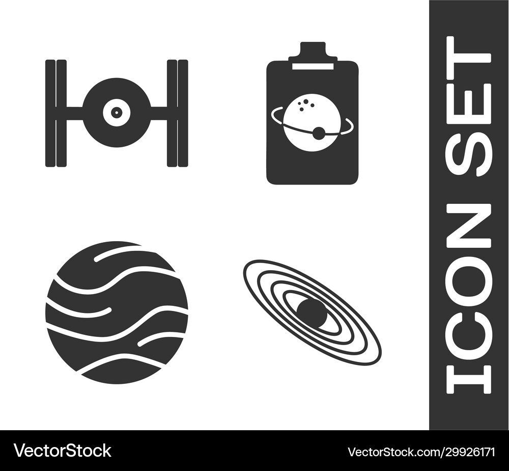 Set planet cosmic ship planet and planet icon Vector Image
