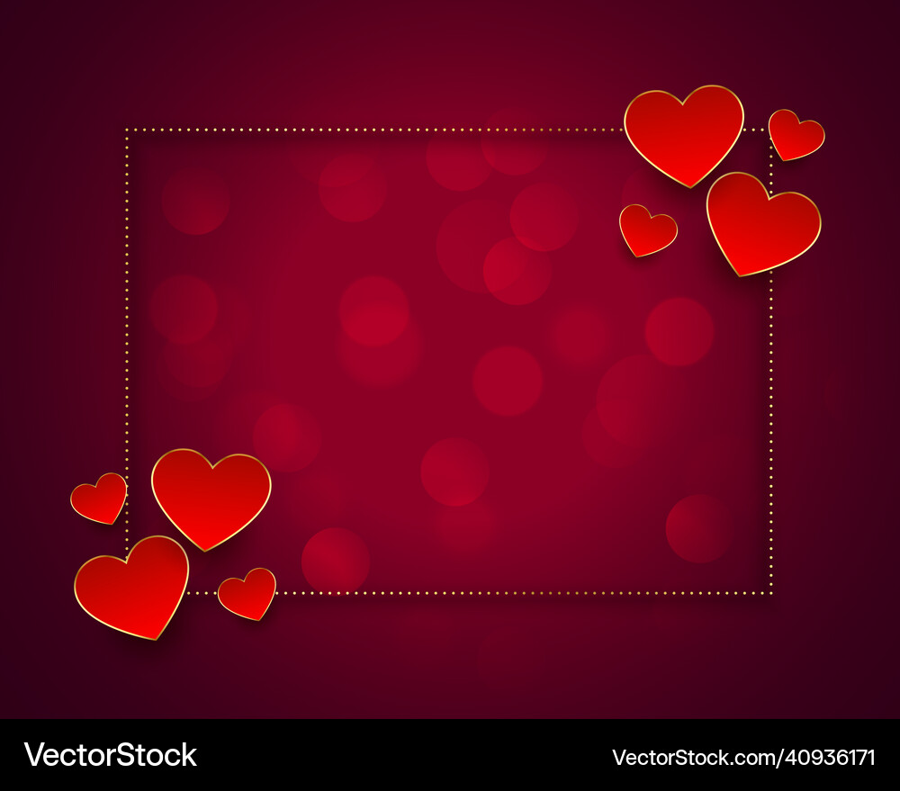 Valentines day red background with hearts Vector Image