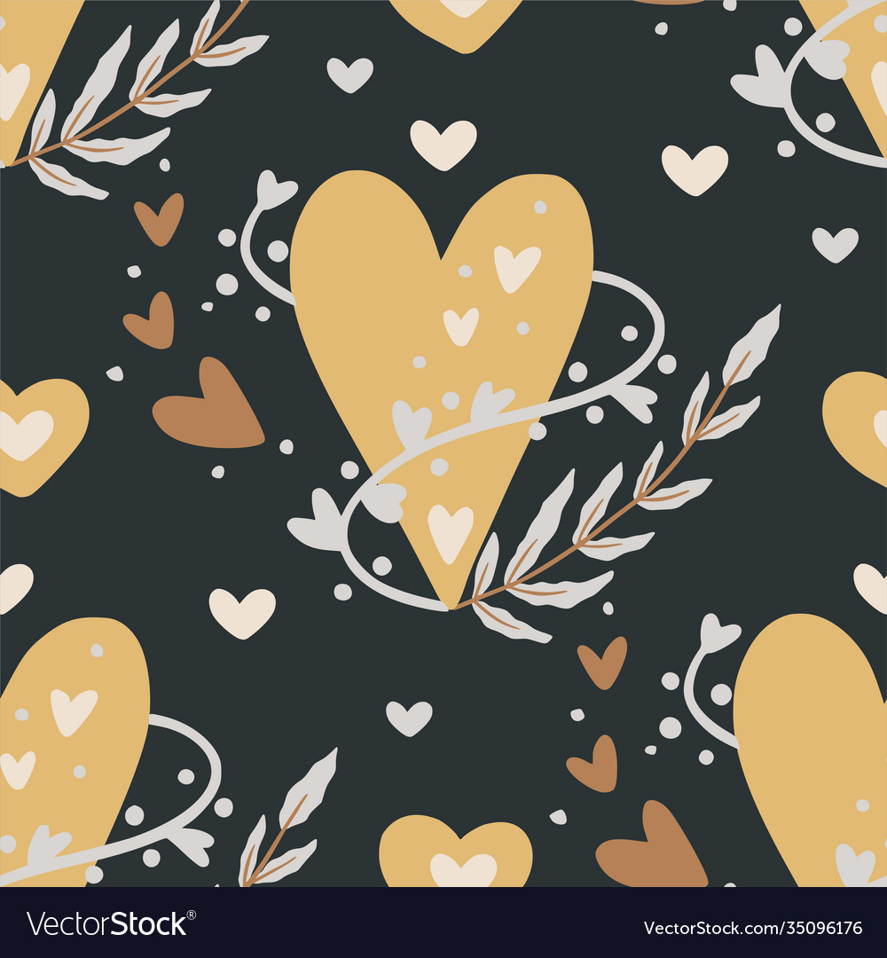 Boho heart seamless pattern Royalty Free Vector Image
