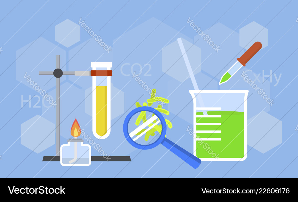 Chemistry study concept background flat style Vector Image