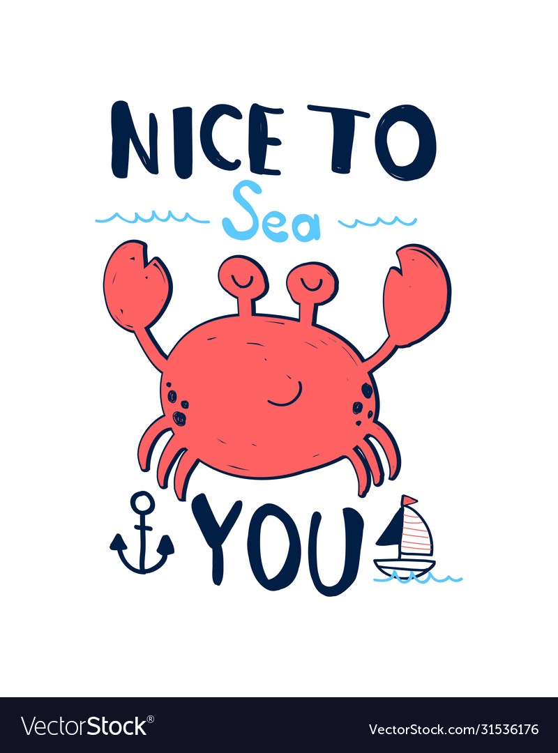 Crab Print Design With Slogan Royalty Free Vector Image crab-print-design-with-slogan-royalty-free-vector-image