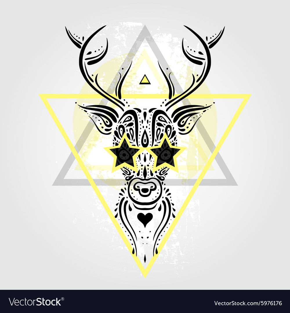 Deer head tribal pattern Royalty Free Vector Image