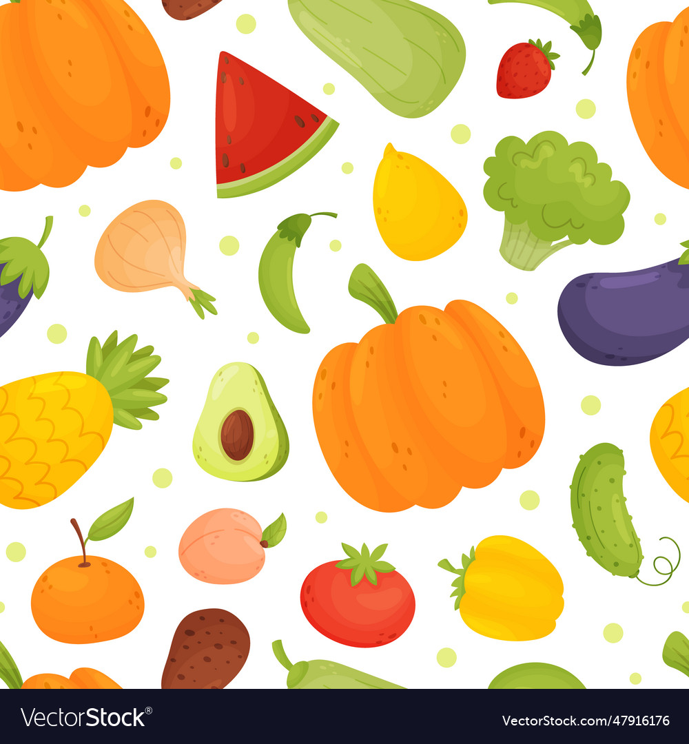 Fruit and vegetable seamless pattern design Vector Image