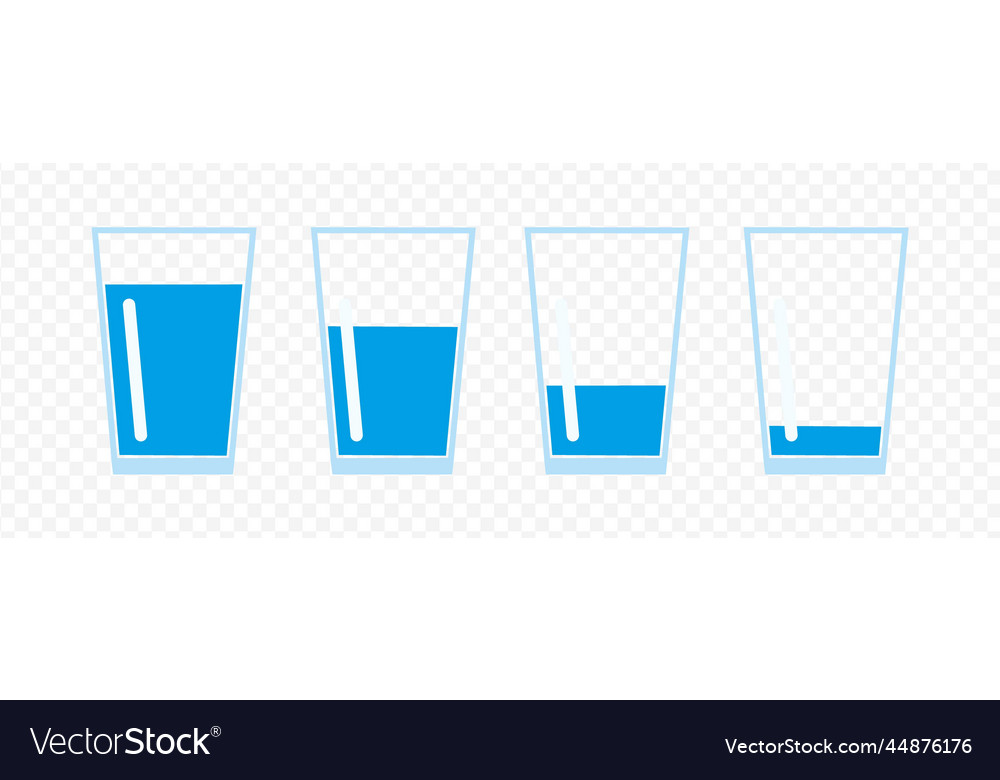 Full and empty glass of water flat icon set singl Vector Image