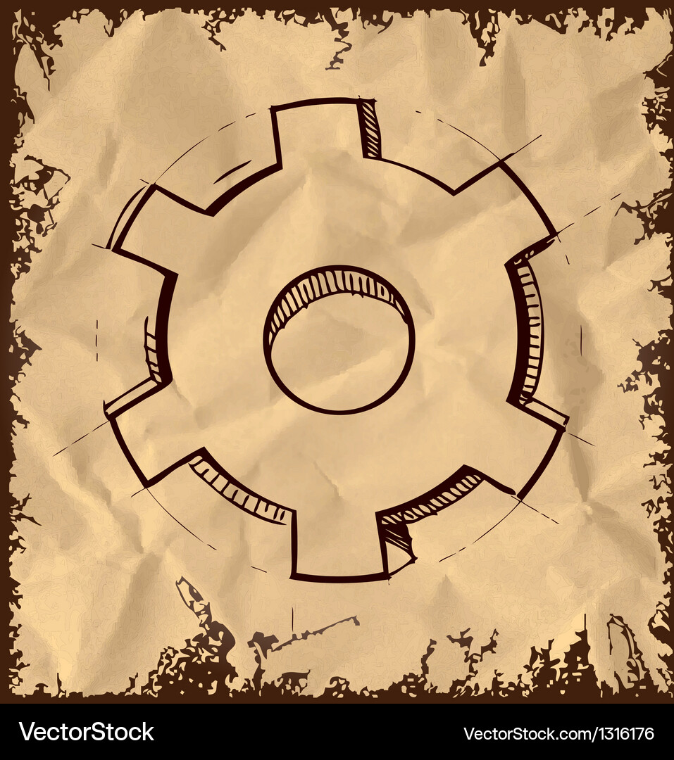 Gear icon isolated on vintage background Vector Image