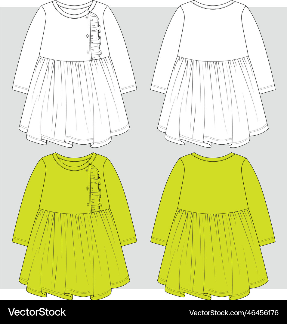 Girls frog with ruffles flat sketch Royalty Free Vector