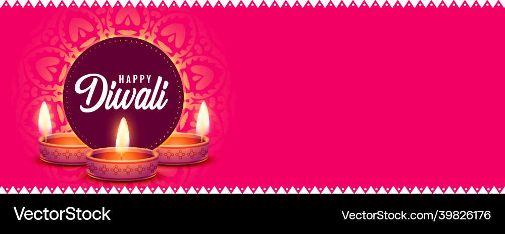 Happy diwali website header banner with diya Vector Image