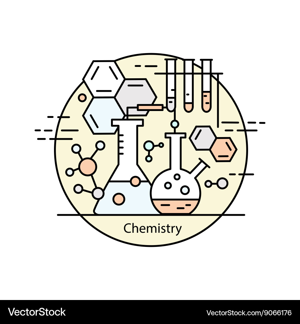 Modern color thin line concept of chemistry Vector Image