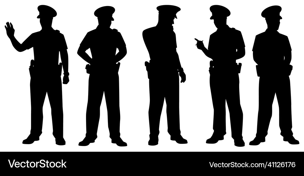Police Officer Silhouettes Royalty Free Vector Image