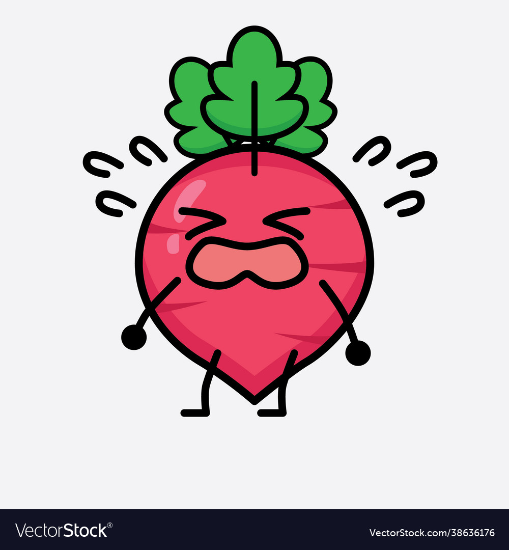 Red radish character with cute face and simple Vector Image