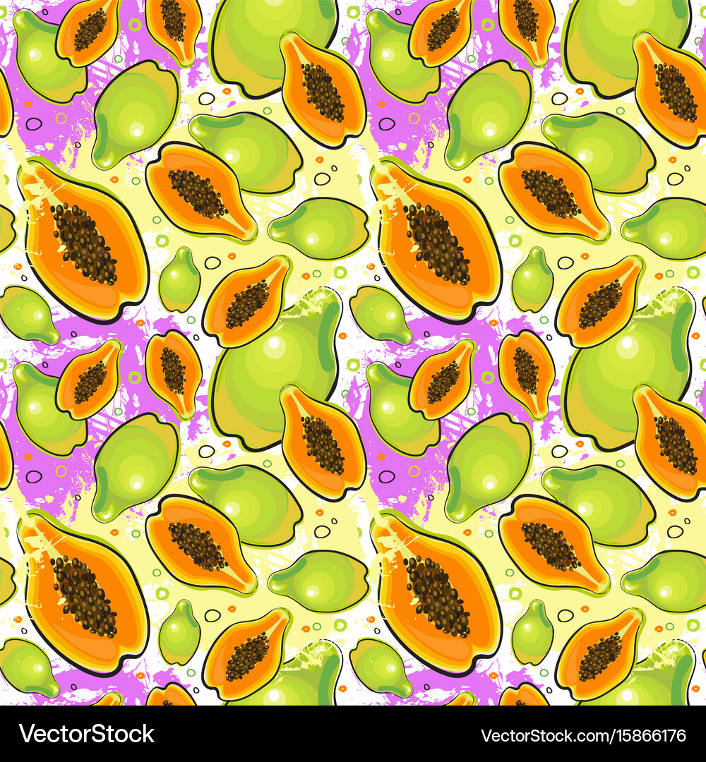 Seamless pattern papaya fruits exotic ornament Vector Image