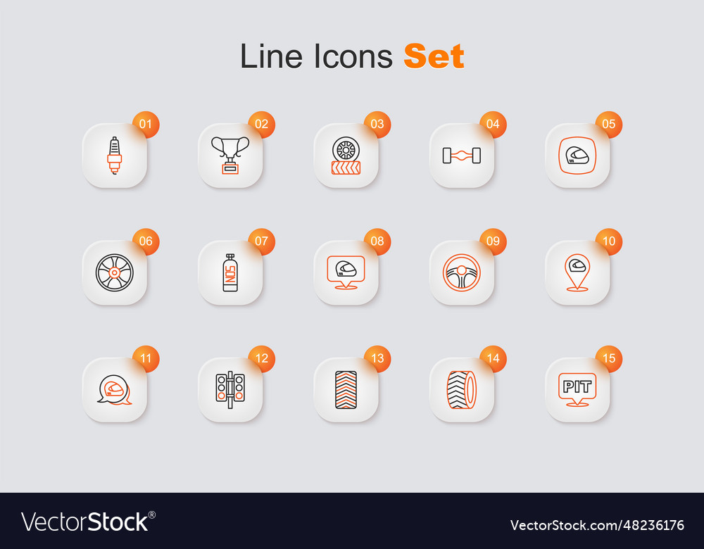 Set line pit stop car tire wheel racing traffic Vector Image Set line pit stop car tire wheel racing traffic Vector Image