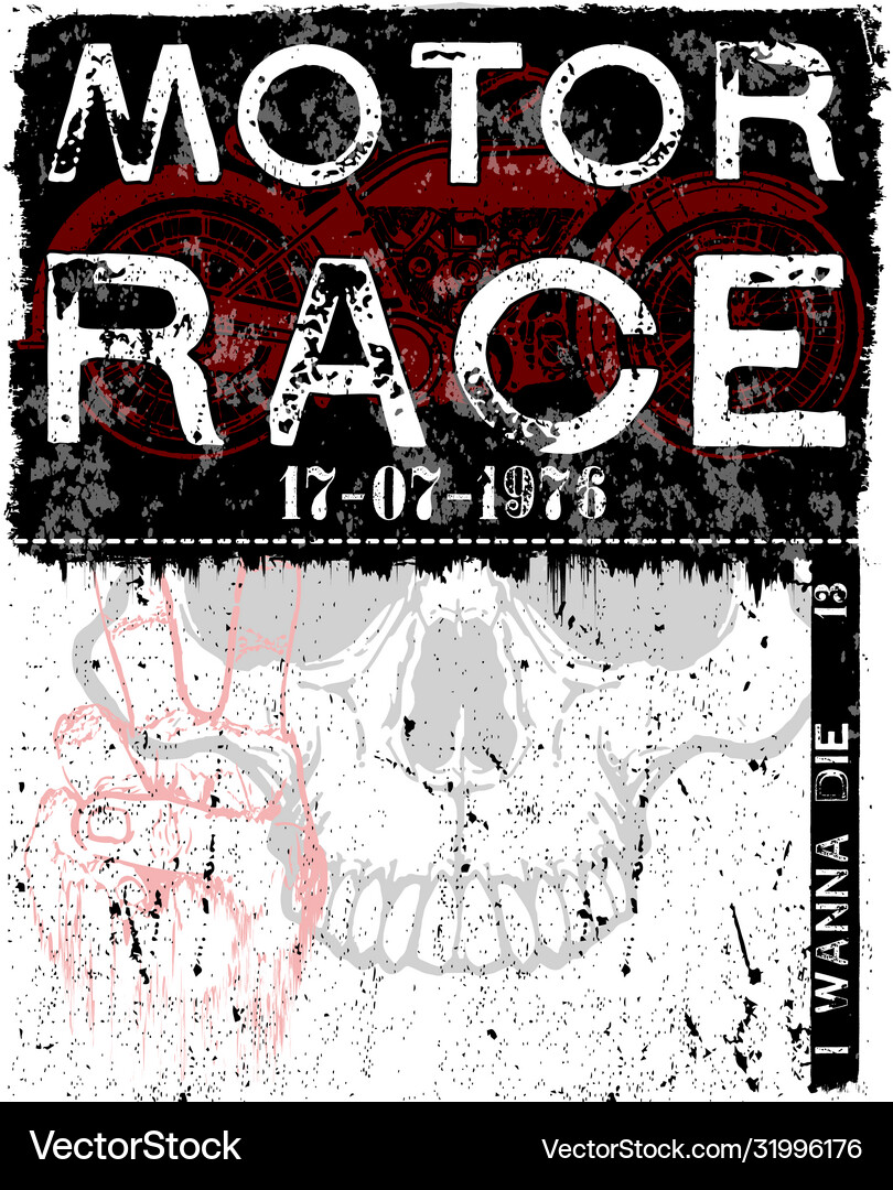 T-shirt or poster design with a motorcycle Vector Image