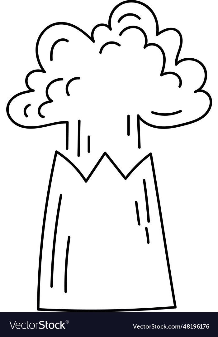 Volcano eruption lined Royalty Free Vector Image