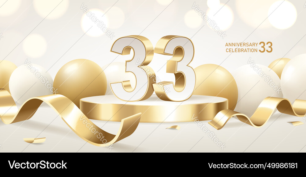 33rd anniversary celebration background Royalty Free Vector