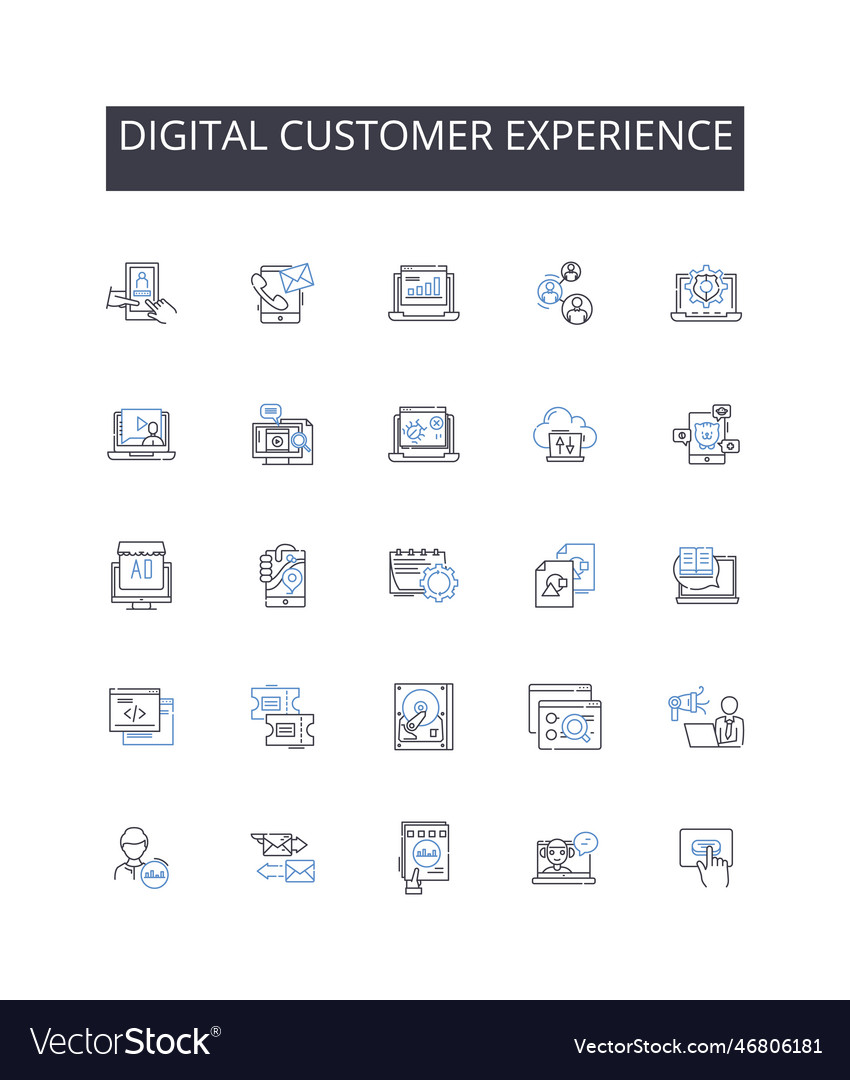 Digital customer experience line icons collection Vector Image