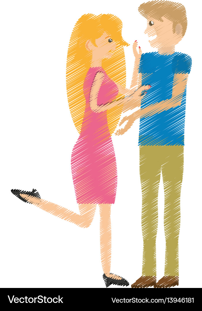 Drawing couple happy romantic Royalty Free Vector Image