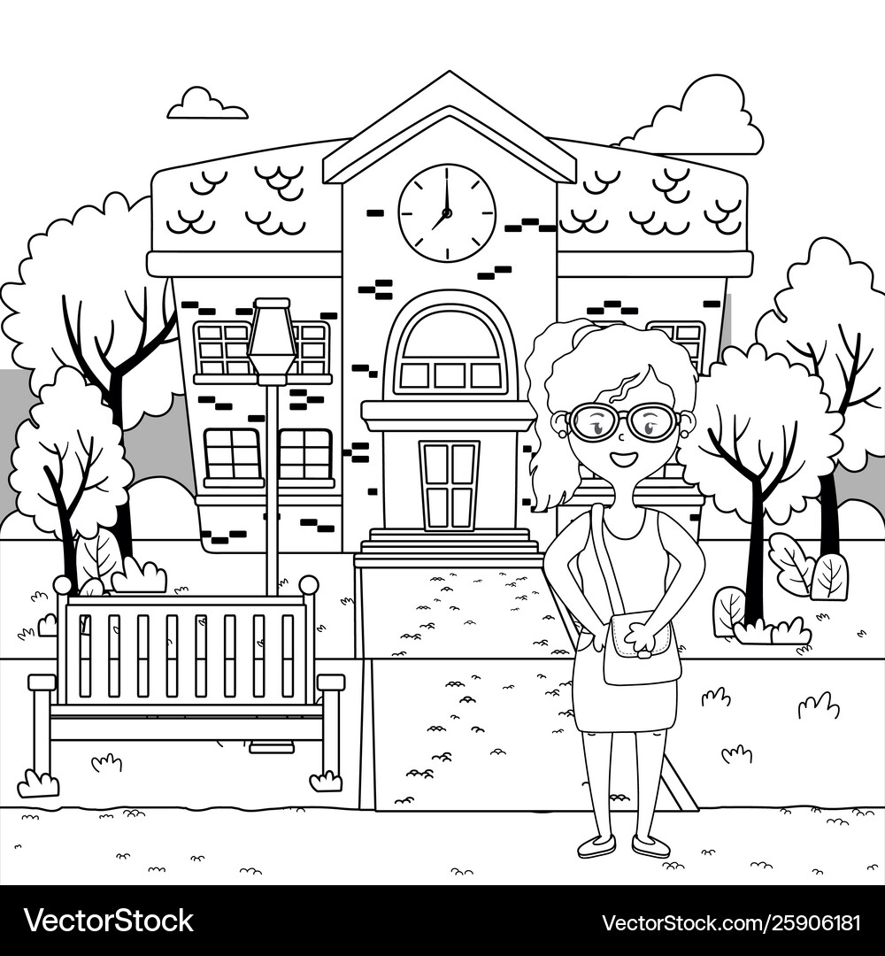 Girl cartoon school design Royalty Free Vector Image
