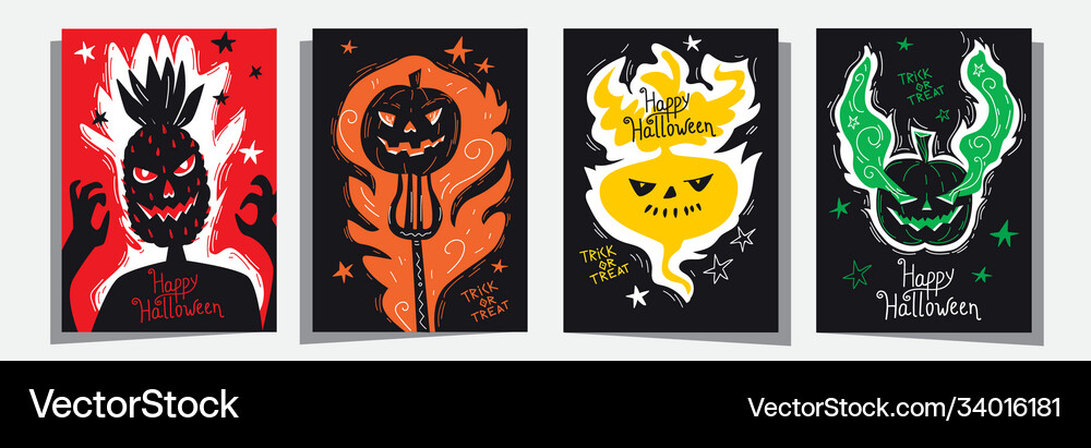 Happy halloween jack o lantern invitation cards Vector Image